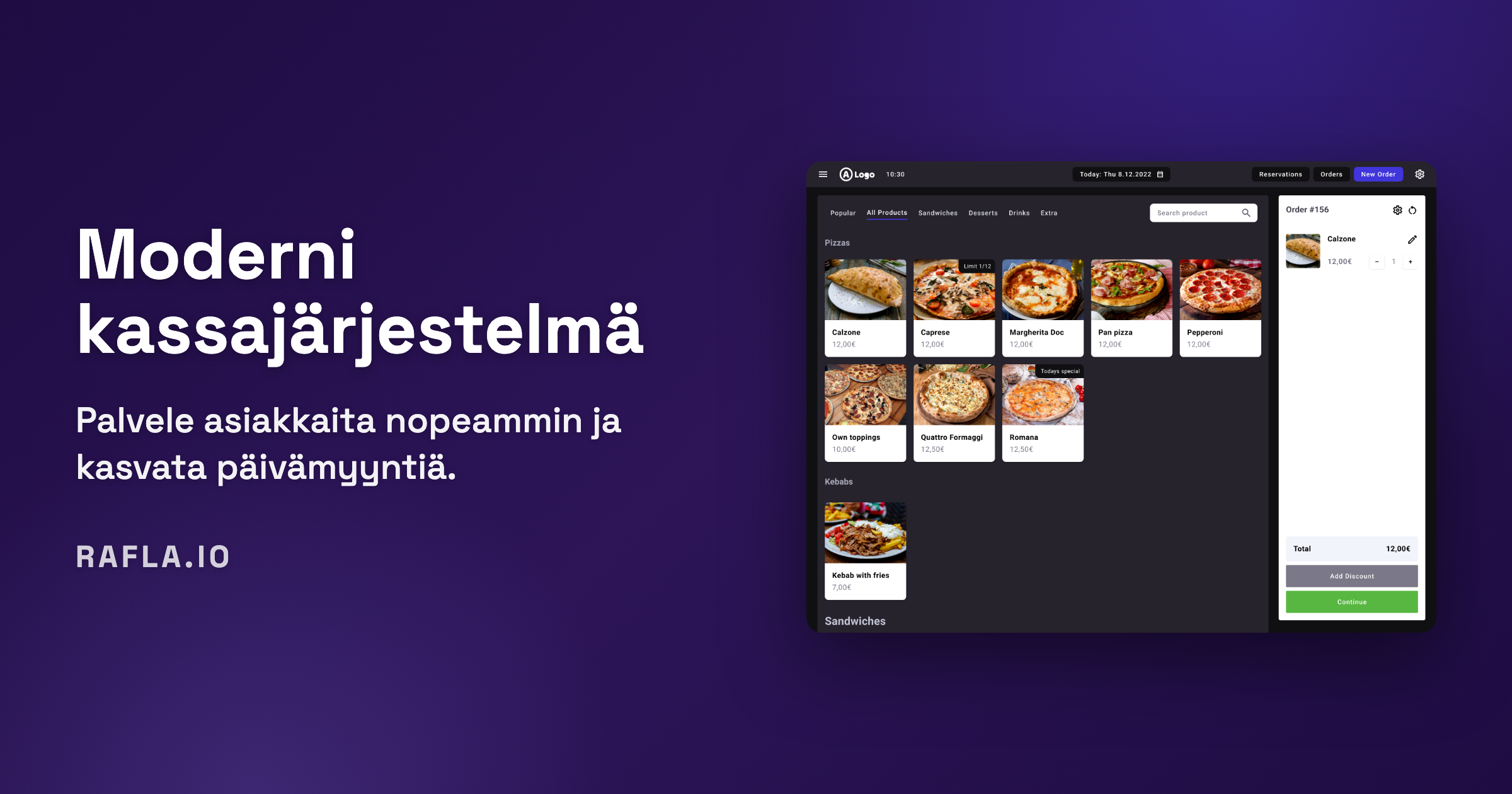 Kassajärjestelmä Ravintolalle – 0€ Laitteita, Käyttöönotto 10 min | Rafla